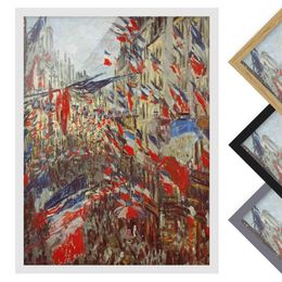 Bilderwelten Bild mit Rahmen originell einzigartig modern inkl. Rahmung - Claude Monet - Stra&szlig;e im Flaggenschmuck - Skylines Wohnzimmer Schlafzimmer