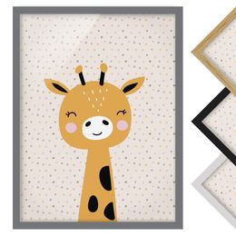 Bilderwelten Bild mit Rahmen - Hochformat Baby Giraffe