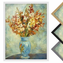 Bilderwelten Bild mit Rahmen Blumen gelb modern inkl. Rahmung - Auguste Renoir - Gladiolen in Vase - Deko Wohnzimmer Schlafzimmer