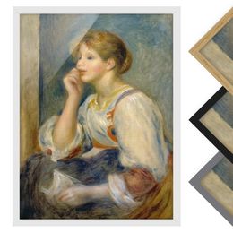 Bilderwelten Bild mit Rahmen originell beige modern inkl. Rahmung - Auguste Renoir - Junges M&auml;dchen mit Brief - Deko Wohnzimmer Schlafzimmer