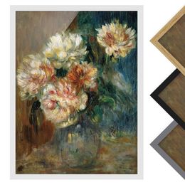Bilderwelten Bild mit Rahmen Blumen gr&uuml;n Landhaus inkl. Rahmung - Auguste Renoir - Vase Pfingstrosen - Deko Wohnzimmer Schlafzimmer
