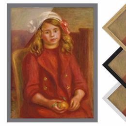 Bilderwelten Bild mit Rahmen - Hochformat Auguste Renoir - Junges M&auml;dchen mit Orange