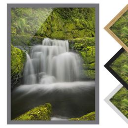 Bilderwelten Bild mit Rahmen - Hochformat Lower McLean Falls in Neuseeland