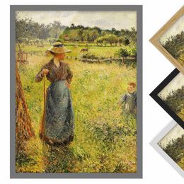 Bilderwelten Bild mit Rahmen - Hochformat Camille Pissarro - Die Heumacherin