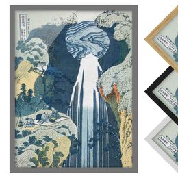 Bilderwelten Bild mit Rahmen - Hochformat Katsushika Hokusai - Der Wasserfall von Amida