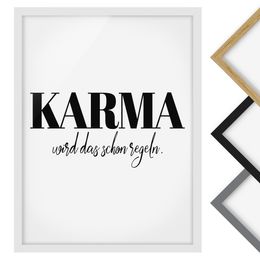 Bilderwelten Bild mit Rahmen Spr&uuml;che weiss modern inkl. Rahmung - Karma wird das schon regeln - Spr&uuml;che Wohnzimmer Schlafzimmer
