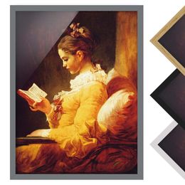Bilderwelten Bild mit Rahmen - Hochformat Jean Honor&eacute; Fragonard - Lesendes M&auml;dchen