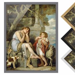 Bilderwelten Bild mit Rahmen - Hochformat Jean Baptiste Greuze - L'Agneau Ch&eacute;ri