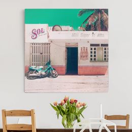 Bilderwelten Leinwandbild - Quadrat Mini Supermarkt Vintage
