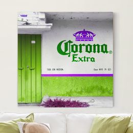Bilderwelten Leinwandbild - Quadrat Corona Extra Gr&uuml;n