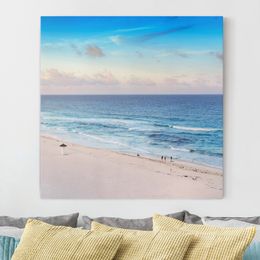 Bilderwelten Leinwandbild - Quadrat Cancun Ozean Sonnenuntergang