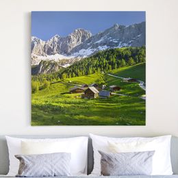 Bilderwelten Leinwandbild - Quadrat Steiermark Almwiese