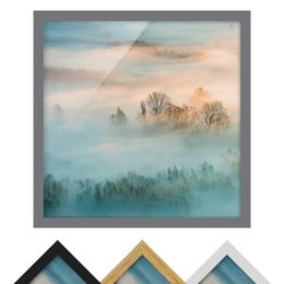 Bilderwelten Bild mit Rahmen - Quadrat Nebel bei Sonnenaufgang