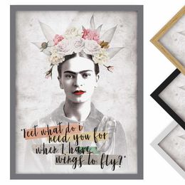 Bilderwelten Bild mit Rahmen - Hochformat Frida Kahlo - Quote