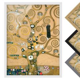 Bilderwelten Bild mit Rahmen Wald gold modern inkl. Rahmung - Gustav Klimt - Der Lebensbaum - B&auml;ume Wohnzimmer Schlafzimmer