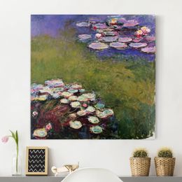 Bilderwelten Leinwandbild Natur modern Kunstdruck gr&uuml;n - Claude Monet - Seerosen - Landschaft XXL Wohnzimmer Schlafzimmer
