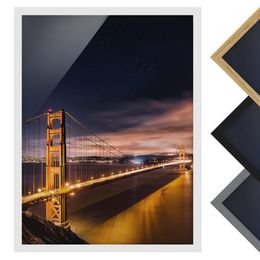 Bilderwelten Bild mit Rahmen - Hochformat Golden Gate to Stars