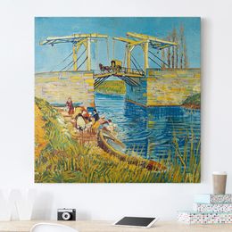 Bilderwelten Leinwandbild Blumen modern Kunstdruck gelb - Vincent van Gogh - Zugbr&uuml;cke in Arles - Wandbild XXL Wohnzimmer Schlafzimmer