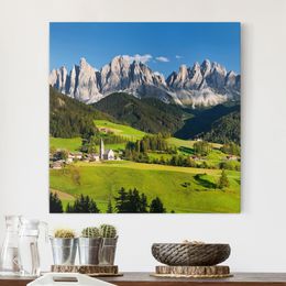 Bilderwelten Leinwandbild - Quadrat Geislerspitzen in S&uuml;dtirol