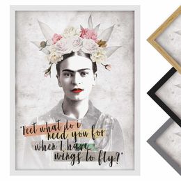 Bilderwelten Bild mit Rahmen Spr&uuml;che einzigartig Pop Art inkl. Rahmung - Frida Kahlo - Quote - Spr&uuml;che Wohnzimmer Schlafzimmer