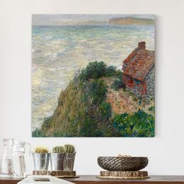 Bilderwelten Leinwandbild Strand modern Kunstdruck Leinwanddruck - Claude Monet - Fischerhaus Petit Ailly - Landschaft XXL Wohnzimmer Schlafzimmer