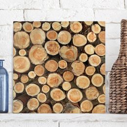 Bilderwelten Leinwandbild modern Holzoptik Leinwanddruck - Baumst&auml;mme - Wandbild XXL Wohnzimmer Schlafzimmer