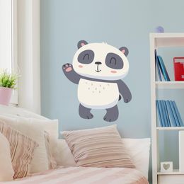 Bilderwelten Wandtattoo Tiere modern selbstklebend Wandaufkleber - Winkender Panda - Panda Kinderzimmer Baby M&auml;dchen Jungen