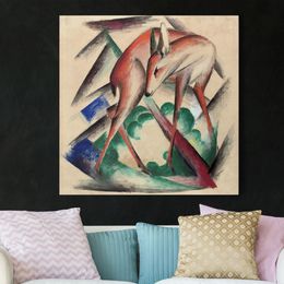Bilderwelten Leinwandbild originell modern Kunstdruck beige - Franz Marc - Reh - Wandbild XXL Wohnzimmer Schlafzimmer