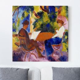 Bilderwelten Leinwandbild - Quadrat August Macke - Paar am Gartentisch