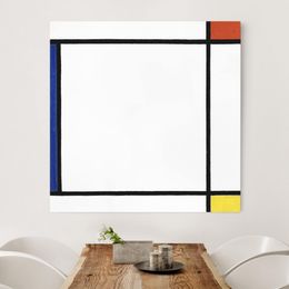 Bilderwelten Leinwandbild originell Abstrakt Kunstdruck Leinwanddruck - Piet Mondrian - Komposition III - Wandbild XXL Wohnzimmer Schlafzimmer