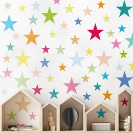 Bilderwelten Wandtattoo Kinderzimmer - Bunte Sterne Kinderzimmer 92er Set - Sternenhimmel Wandaufkleber - Wandsticker Babyzimmer Mädchen Junge Kinder