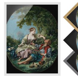 Bilderwelten Bild mit Rahmen originell einzigartig modern inkl. Rahmung - Fran&ccedil;ois Boucher - Die Holzschuhe - Skylines Wohnzimmer Schlafzimmer