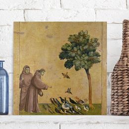 Bilderwelten Leinwandbild Tiere modern Kunstdruck beige - Giotto di Bondone - Der Heilige Franziskus - Wandbild XXL Wohnzimmer Schlafzimmer