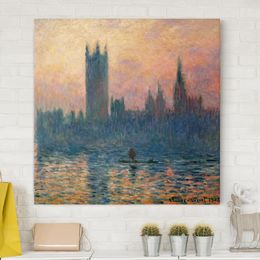 Bilderwelten Leinwandbild - Quadrat Claude Monet - London Sonnenuntergang