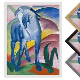 Bilderwelten Bild mit Rahmen Tiere einzigartig Abstrakt inkl. Rahmung - Franz Marc - Blaues Pferd - Deko Wohnzimmer Schlafzimmer