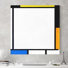 Bilderwelten Leinwandbild originell Abstrakt Kunstdruck Leinwanddruck - Piet Mondrian - Komposition II - Wandbild XXL Wohnzimmer Schlafzimmer