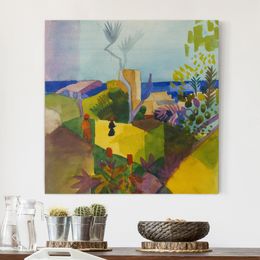 Bilderwelten Leinwandbild Strand Abstrakt Kunstdruck bunt - August Macke - Landschaft am Meer - Landschaft XXL Wohnzimmer Schlafzimmer