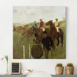 Bilderwelten Leinwandbild originell modern Kunstdruck Leinwanddruck - Edgar Degas - Jockeys auf Rennbahn - Wandbild XXL Wohnzimmer Schlafzimmer