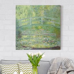Bilderwelten Leinwandbild Natur modern Kunstdruck gr&uuml;n - Claude Monet - Japanische Br&uuml;cke - Landschaft XXL Wohnzimmer Schlafzimmer