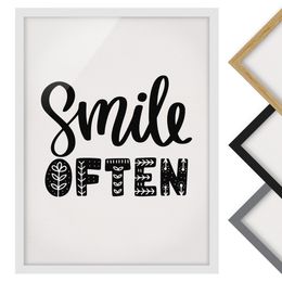 Bilderwelten Bild mit Rahmen Spr&uuml;che einzigartig modern inkl. Rahmung - Smile often - Spr&uuml;che Wohnzimmer Schlafzimmer