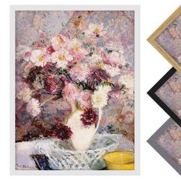 Bilderwelten Bild mit Rahmen Blumen rosa modern inkl. Rahmung - Jacques-Emile Blanche - Blumenstrau&szlig; - Spr&uuml;che Wohnzimmer Schlafzimmer