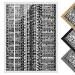 Bilderwelten Bild mit Rahmen Stadt schwarz weiss Motiv inkl. Rahmung - Skyscraper - Architektur Wohnzimmer Schlafzimmer