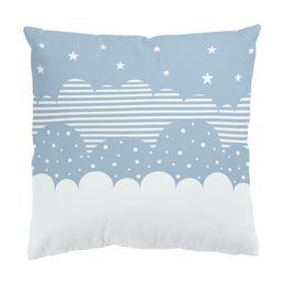 Bilderwelten Dekokissen Kissenbezug blau Himmel Digital Art - Wolken und Sterne - blau - Himmel Kinderzimmer M&auml;dchen Jungen in 40x40 50x50 60x60
