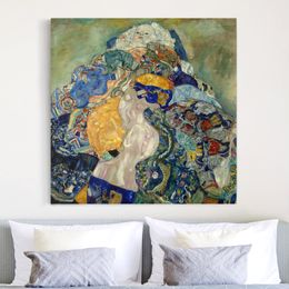 Bilderwelten Leinwandbild originell modern Kunstdruck blau - Gustav Klimt - Baby (Wiege) - Wandbild XXL Wohnzimmer Schlafzimmer