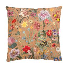 Bilderwelten Dekokissen braun Blumen Vintage - Wildblumenmuster - Blumenwiese Sofakissen Bezug & F&uuml;llung in 40x40 50x50 60x60