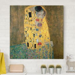 Bilderwelten Leinwandbild originell modern Kunstdruck gold - Gustav Klimt - Der Ku&szlig; - Erotik XXL Wohnzimmer Schlafzimmer