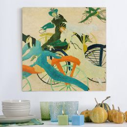 Bilderwelten Leinwandbild originell modern Kunstdruck Leinwanddruck - Lyonel Feininger - Draisinen-Fahrer - Wandbild XXL Wohnzimmer Schlafzimmer
