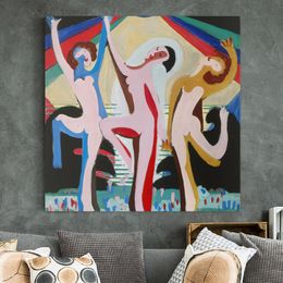 Bilderwelten Leinwandbild - Quadrat Ernst Ludwig Kirchner - Farbentanz