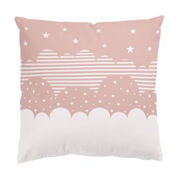Bilderwelten Dekokissen Kissenbezug rosa Himmel Digital Art - Wolken und Sterne - rosa - Himmel Kinderzimmer M&auml;dchen Jungen in 40x40 50x50 60x60