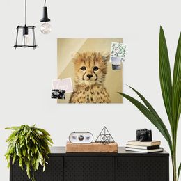 Bilderwelten Glasbild Tiere Motiv schwarz weiss Glas Wandbild - Baby Gepard Gino - Deko Kinderzimmer Baby M&auml;dchen Jungen